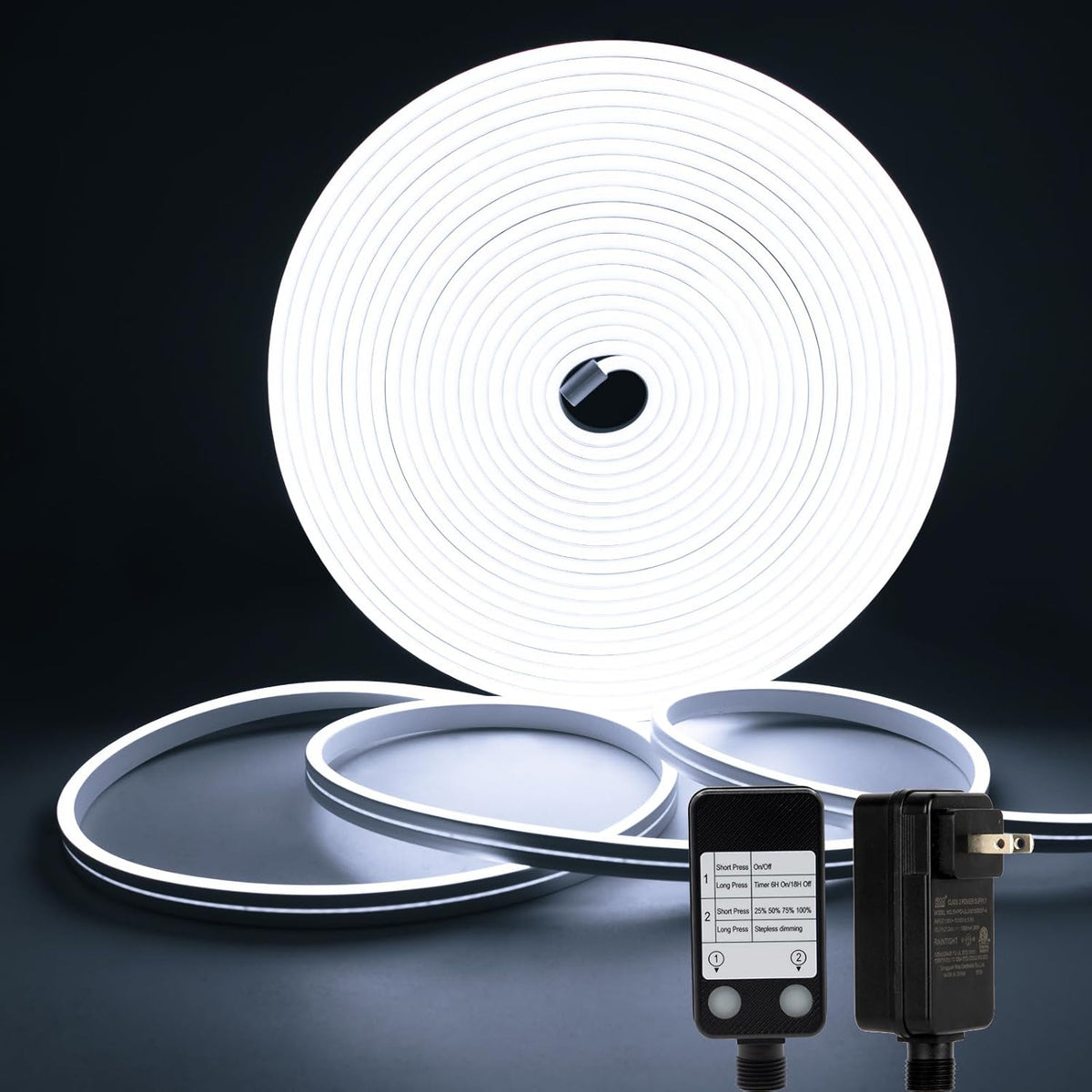 echosari 33Ft LED Neon Rope Lights(Cool White)