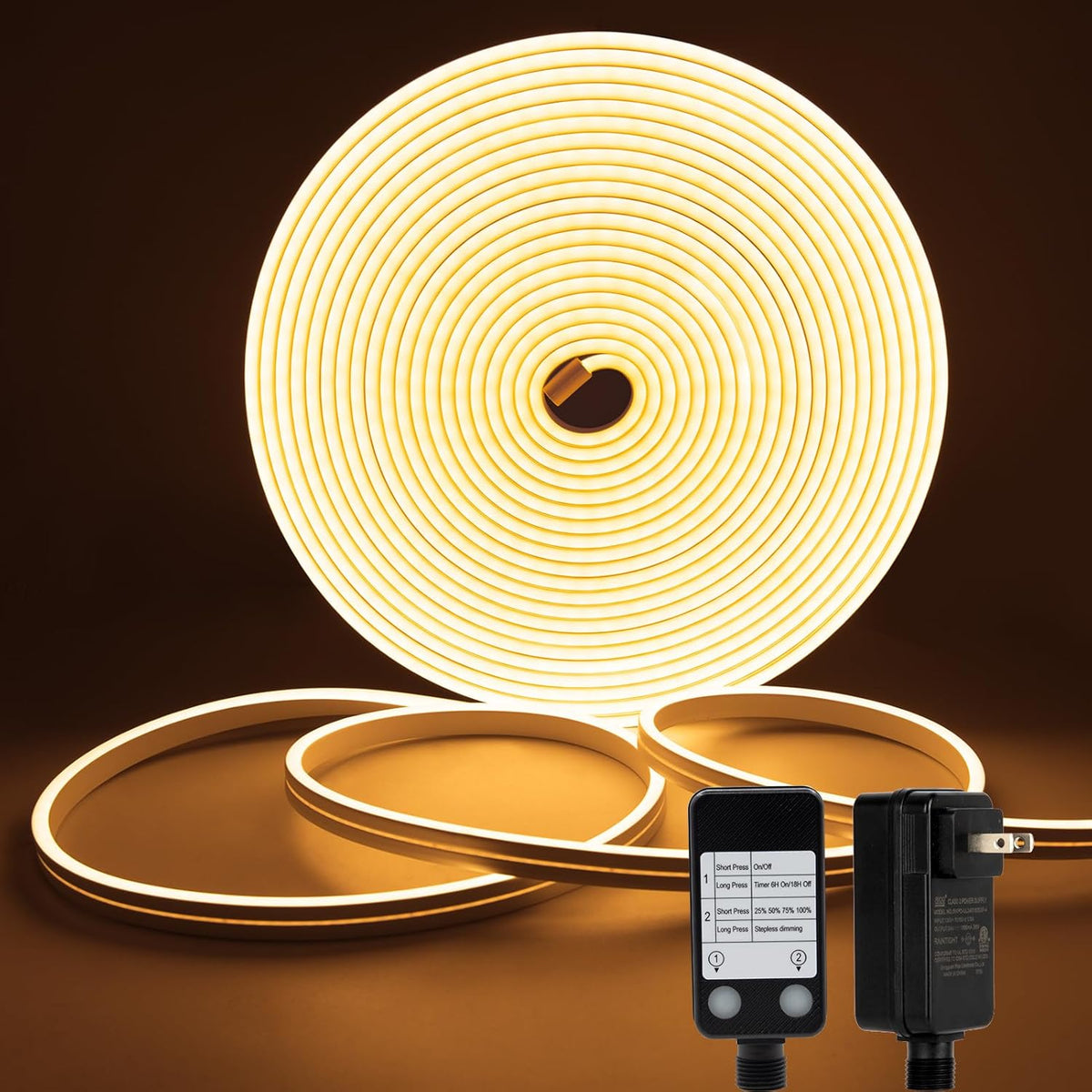 echosari 33ft LED Neon Rope Lights(Warm White)